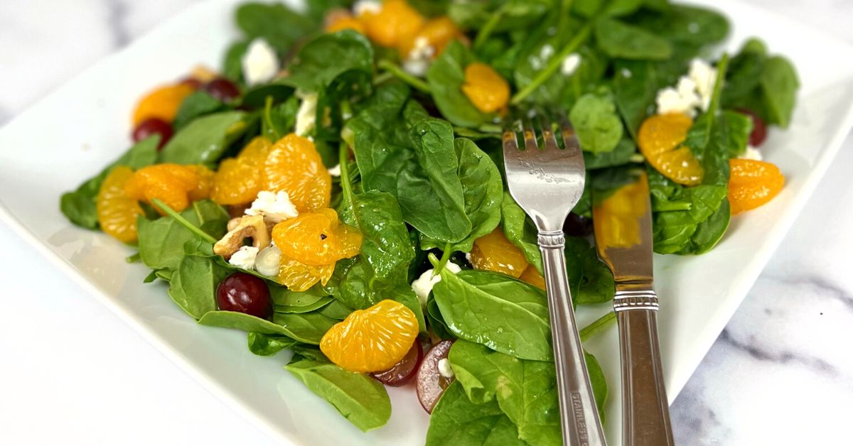 Spinach Salad With Fruit and Blood Orange Vinaigrette - Olive & Basket